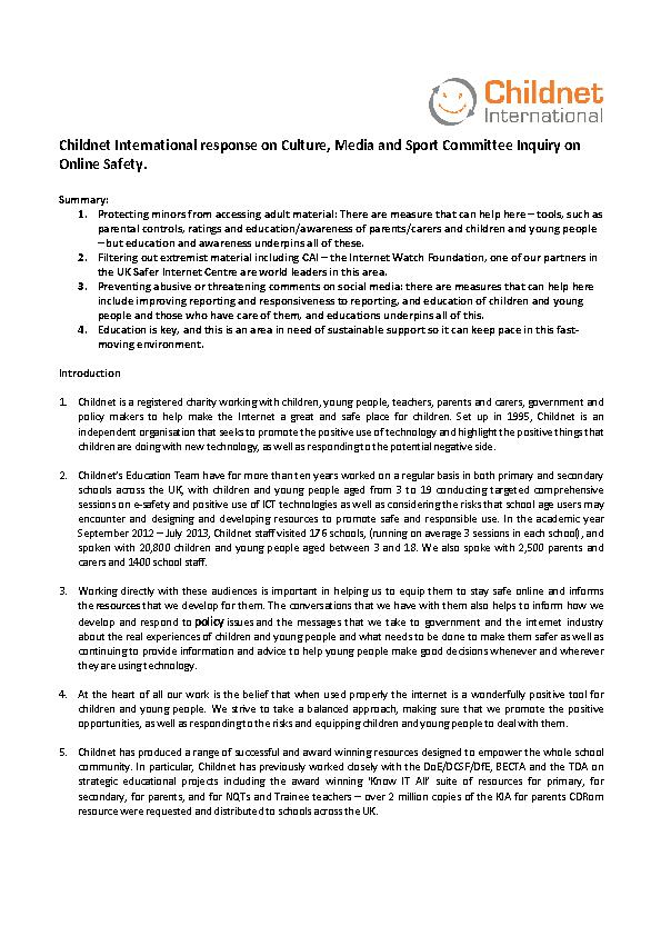 Policy & consultation responses | Childnet